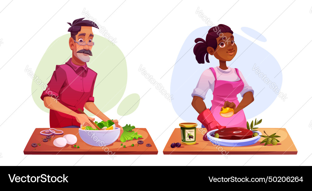 Food cooking process - cartoon Royalty Free Vector Image