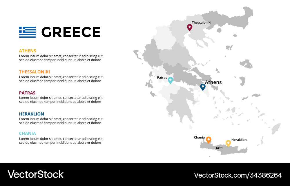 Greece Map Infographic Template Royalty Free Vector Image