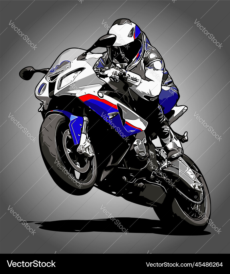 Racer doing wheelie template Royalty Free Vector Image