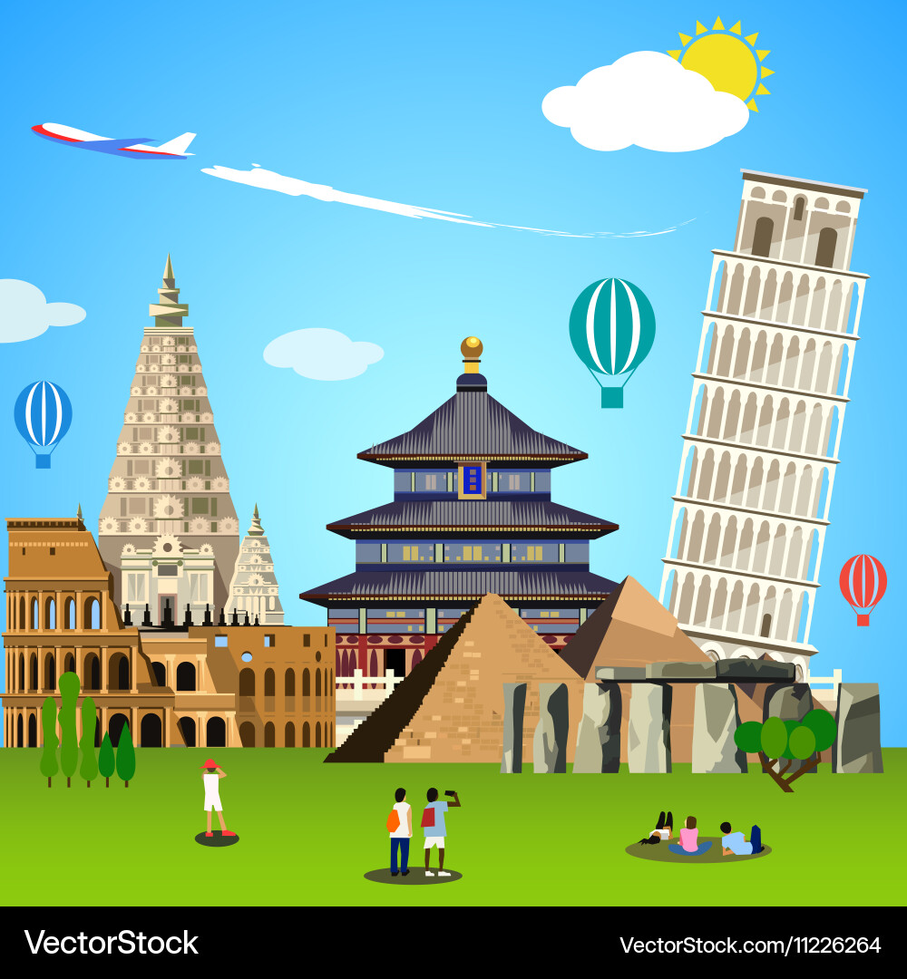 World Landmarks Collection Royalty Free Vector Image