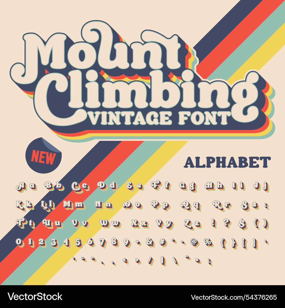 3d style groove retro vintage font image Vector Image