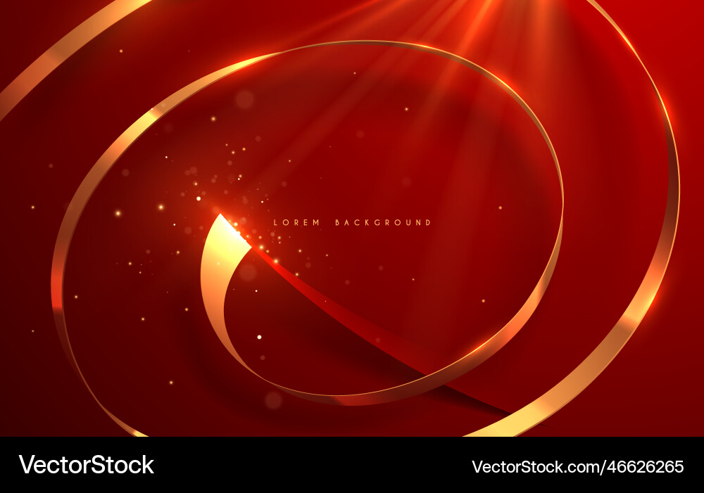 Abstract golden ribbon on red background Vector Image