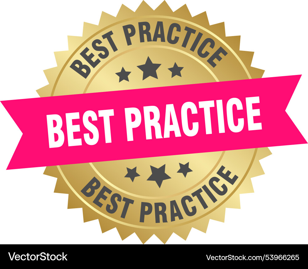 Best practice round pink and gold Royalty Free Vector Image