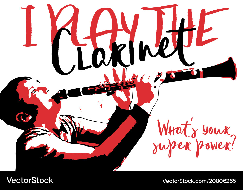 Boy playing clarinet poster Royalty Free Vector Image