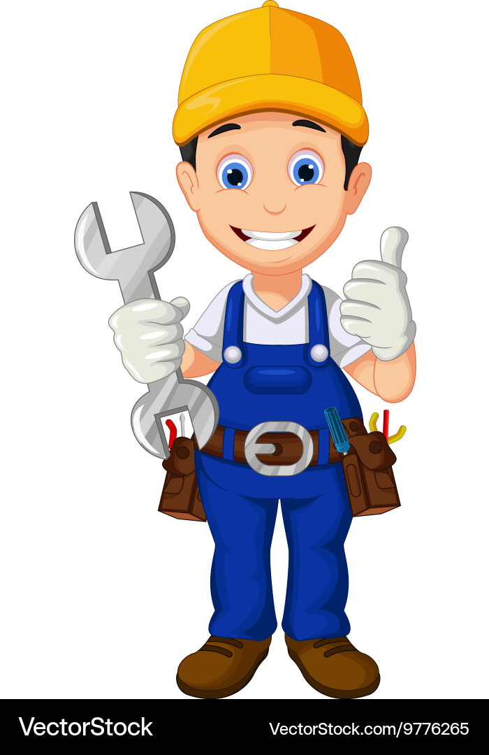 Cartoon mechanic thumb up Royalty Free Vector Image