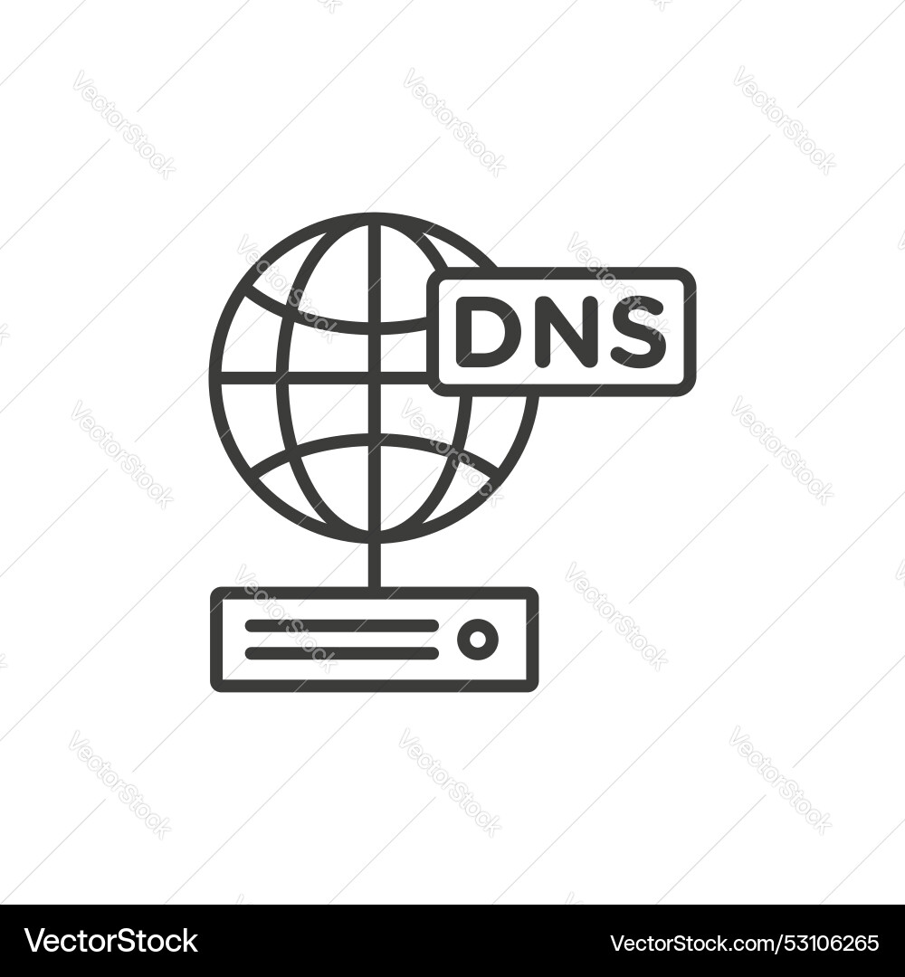 Dns line icon isolated on white background Vector Image