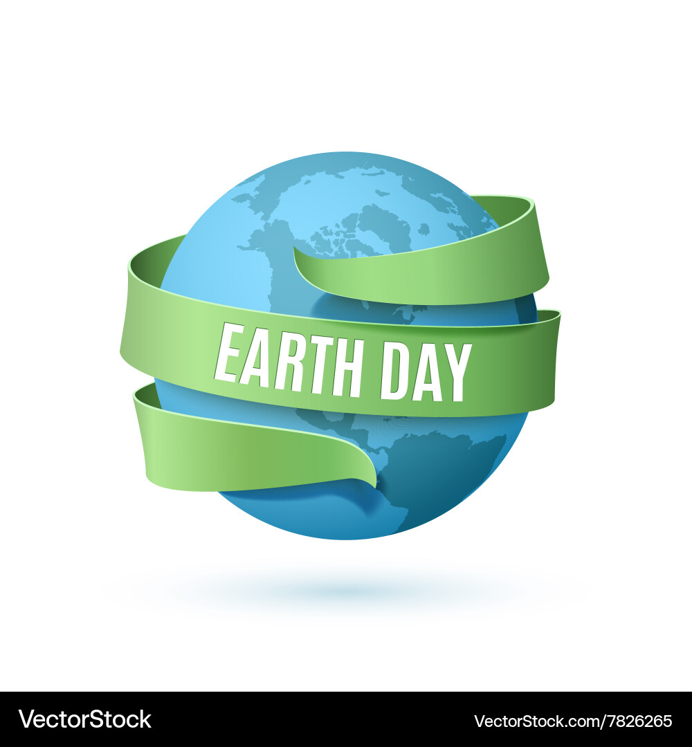 Earth Day Globe with Ribbon Royalty Free Vector Image