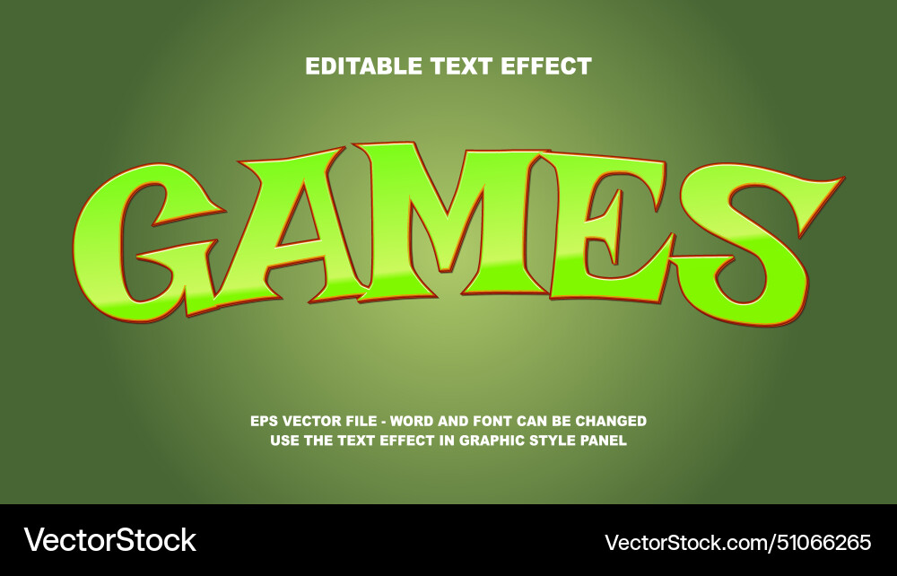 Editable text effect games 3d template Royalty Free Vector