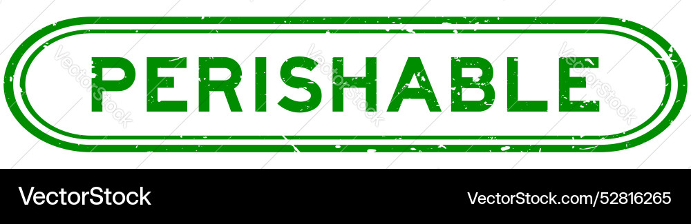 Grunge green perishable word rubber seal stamp Vector Image