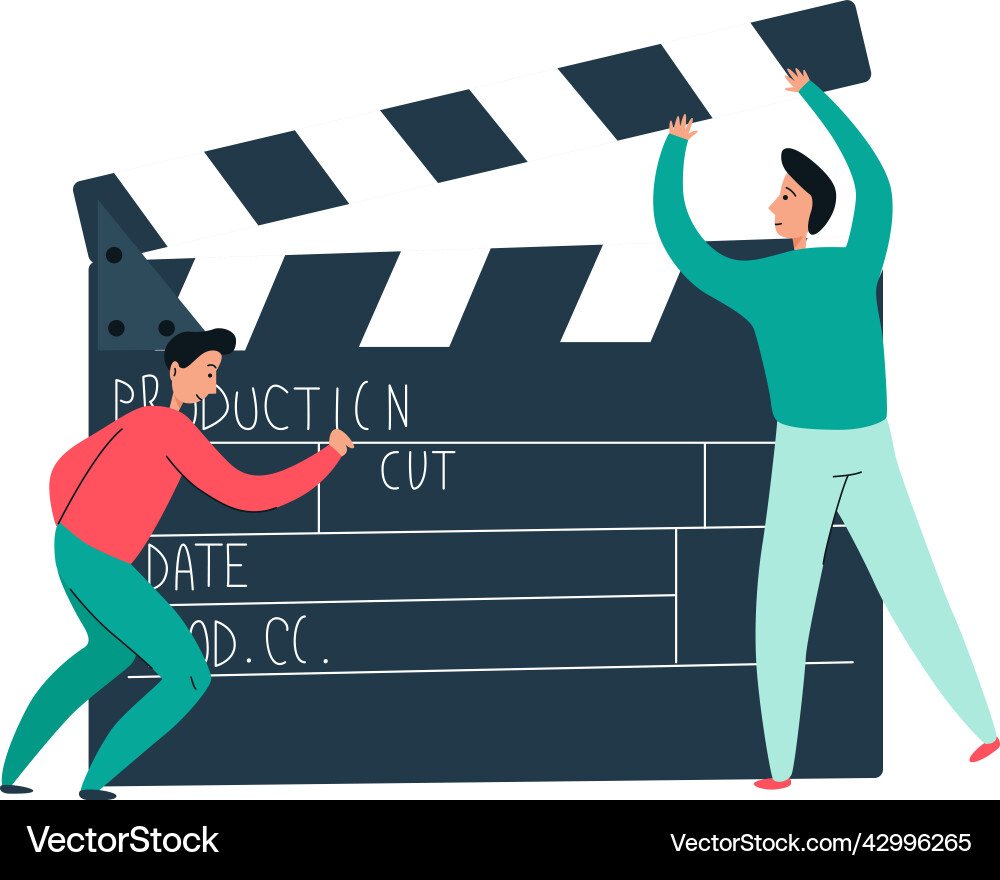 People and clapper composition Royalty Free Vector Image