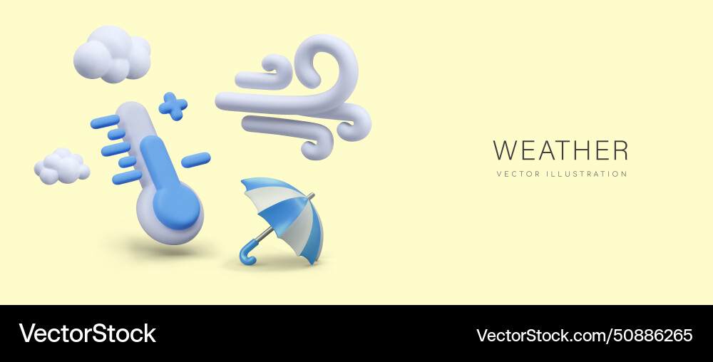 Weather concept in 3d cartoon style blue Vector Image