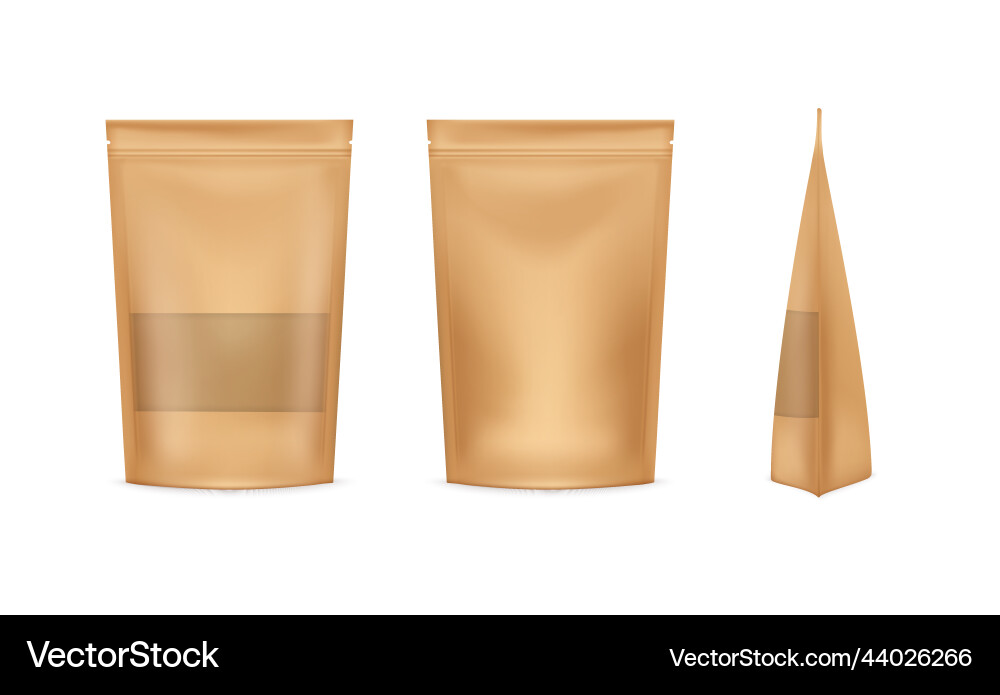 Kraft Paper Bag Pouch Mockup Royalty Free Vector Image