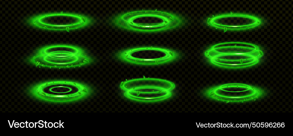 Neon green circle portal or platform Royalty Free Vector