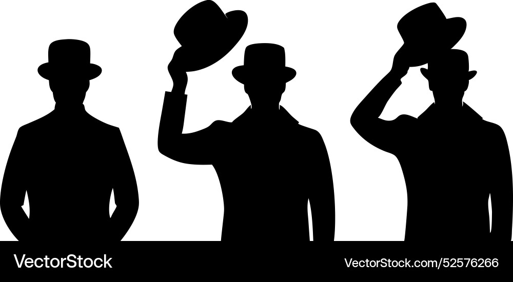 Silhouette of a man adjusting hat 3 Royalty Free Vector