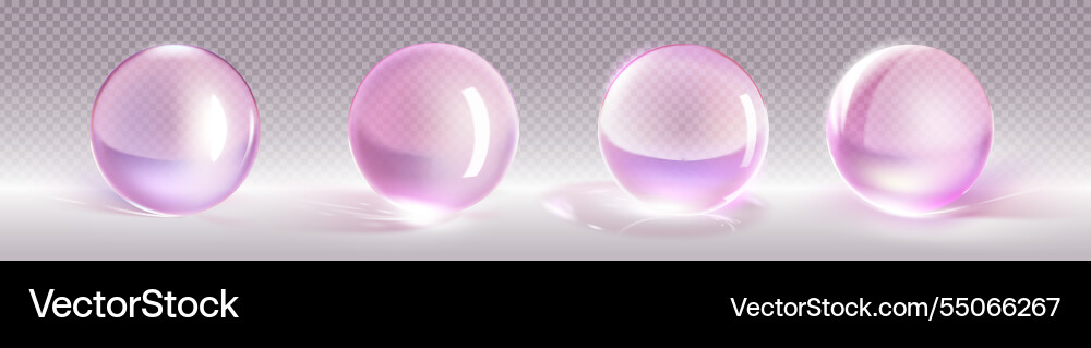 3d glass balls set on transparent background Vector Image
