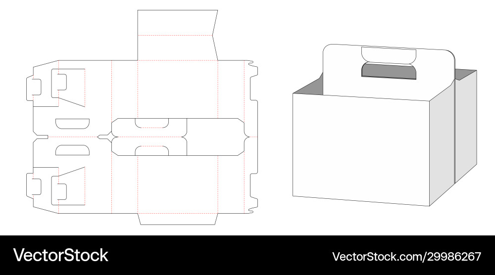Beer packaging box and carried holder die cut Vector Image