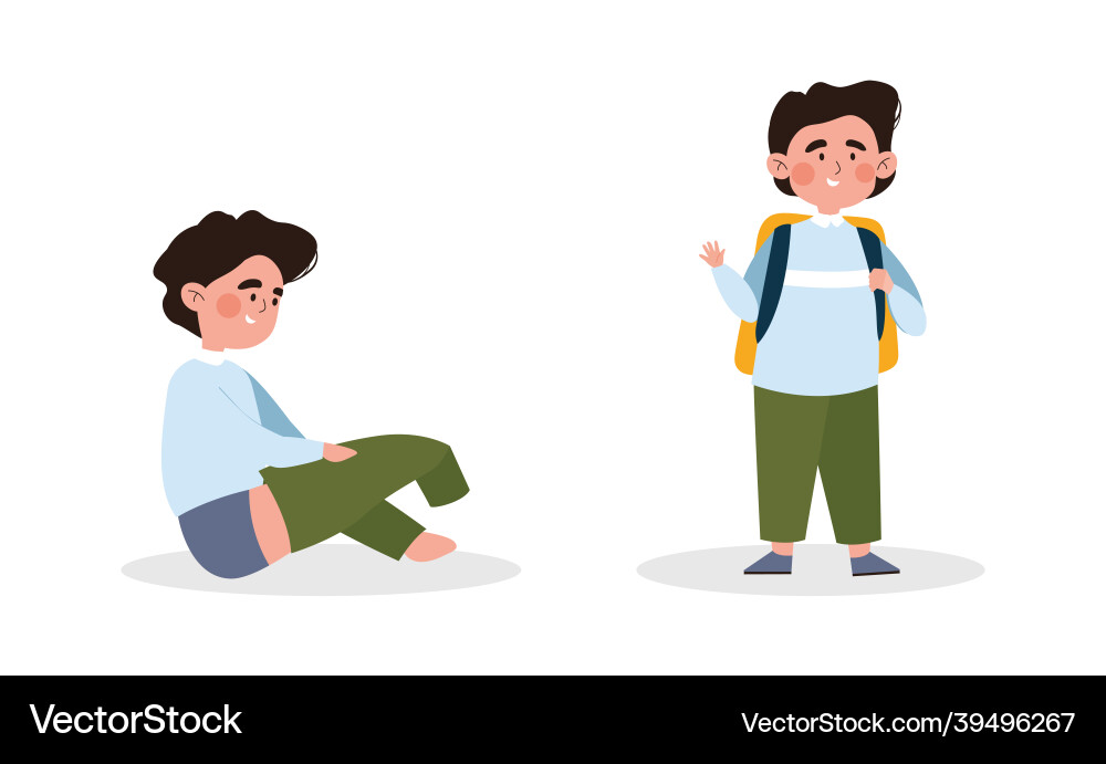Cute little kid is dressing up or changing green Vector Image