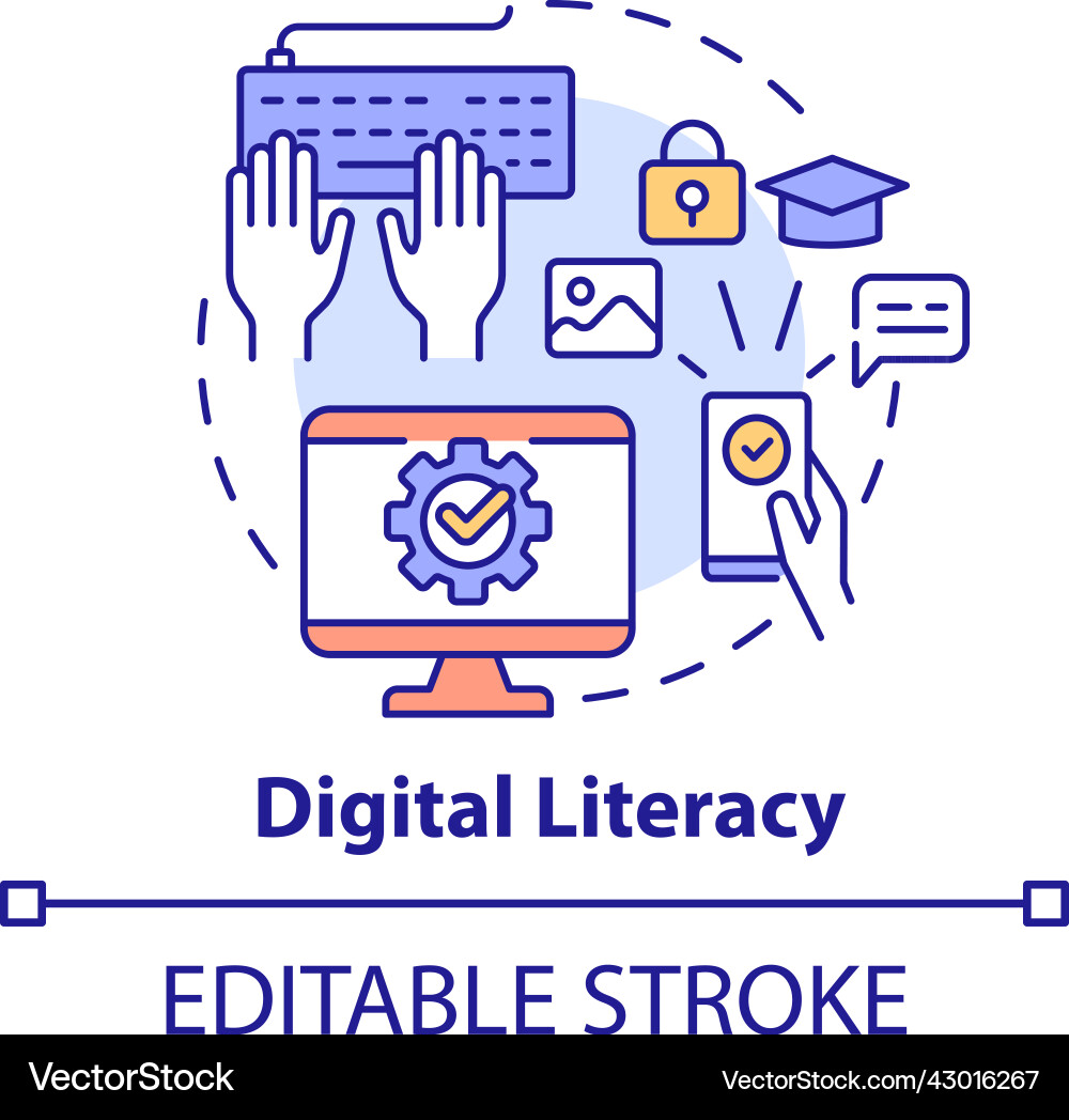 Digital literacy concept icon Royalty Free Vector Image Digital literacy concept icon Royalty Free Vector Image