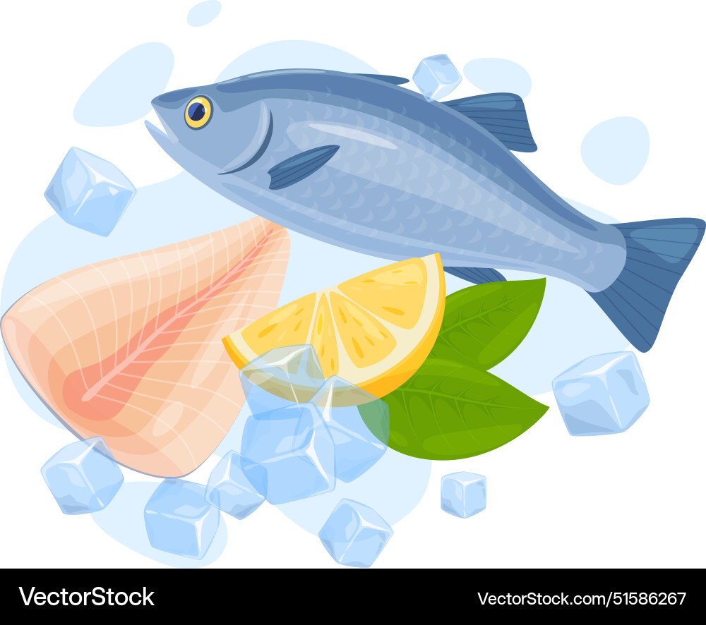 Ocean fish raw fresh product seafood menu with Vector Image
