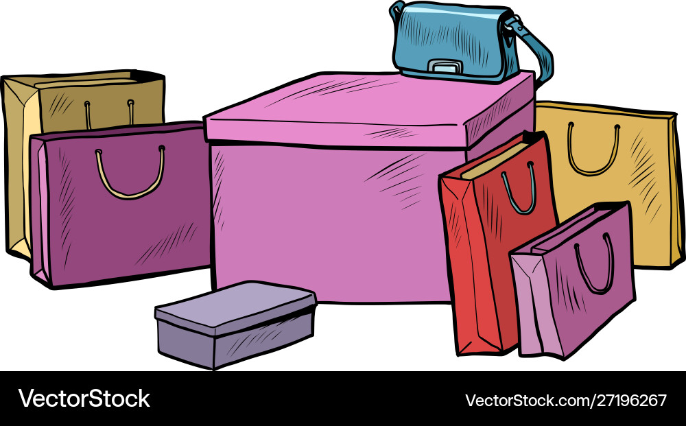 Shopping bags purchase box Royalty Free Vector Image