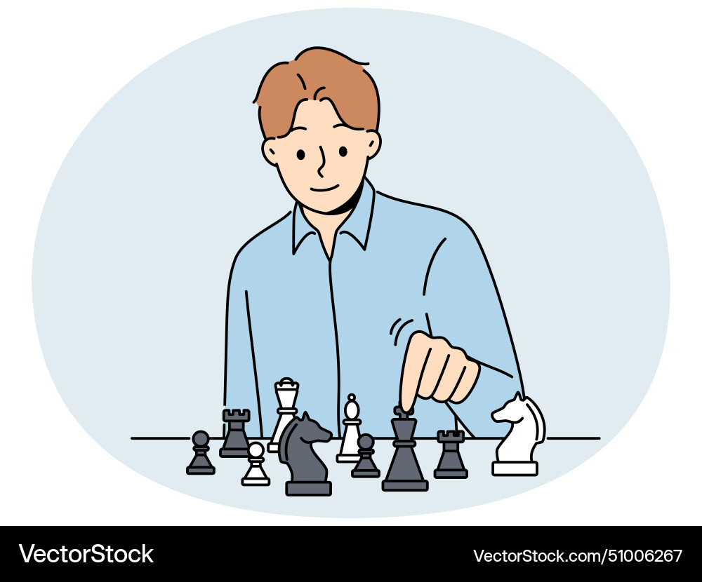 Smiling man playing chess Royalty Free Vector Image