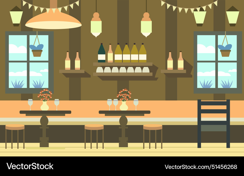 Dining table for customer dinner in cafe Vector Image