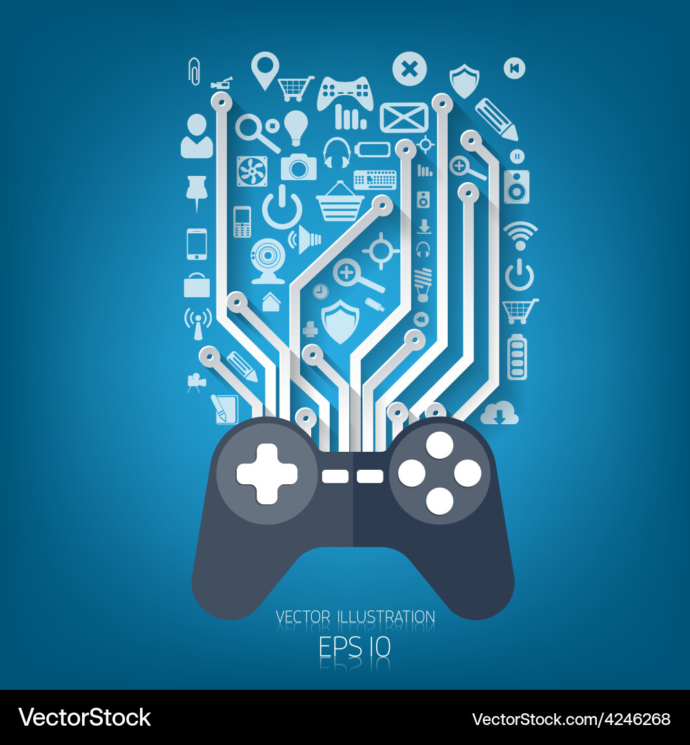 Gaming Joystick Icon Background Royalty Free Vector Image