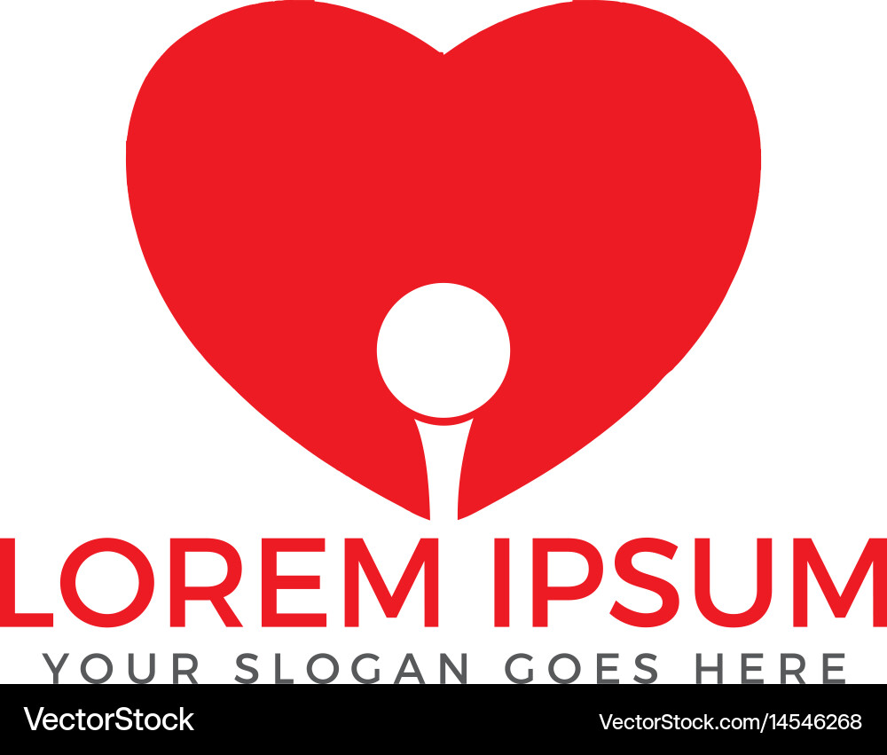 Golf club heart shape logo Royalty Free Vector Image