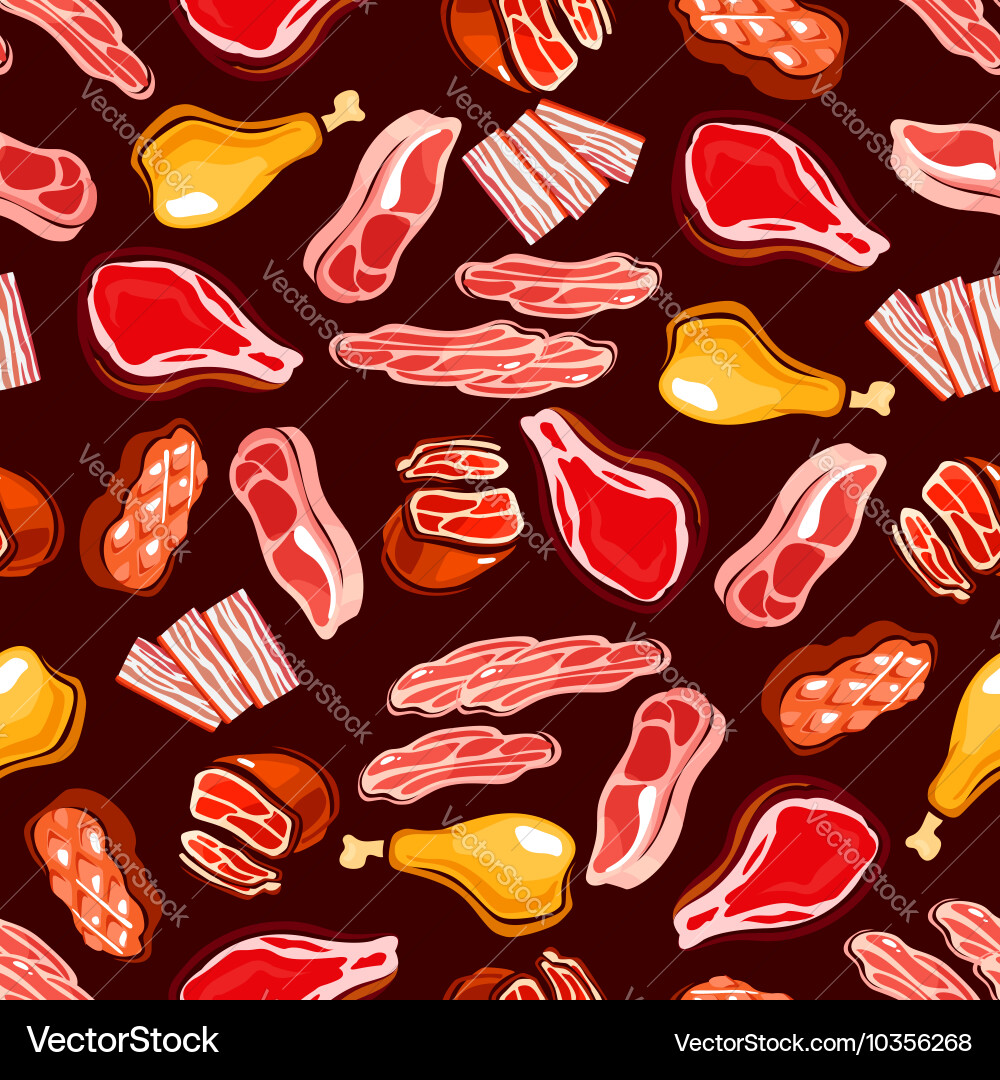 Meat food products seamless background Royalty Free Vector