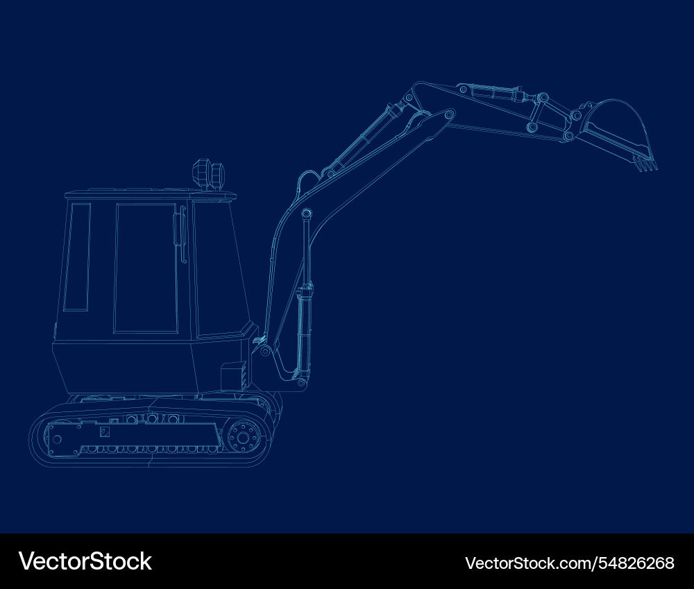 Mini excavator outline template heavy equipment Vector Image