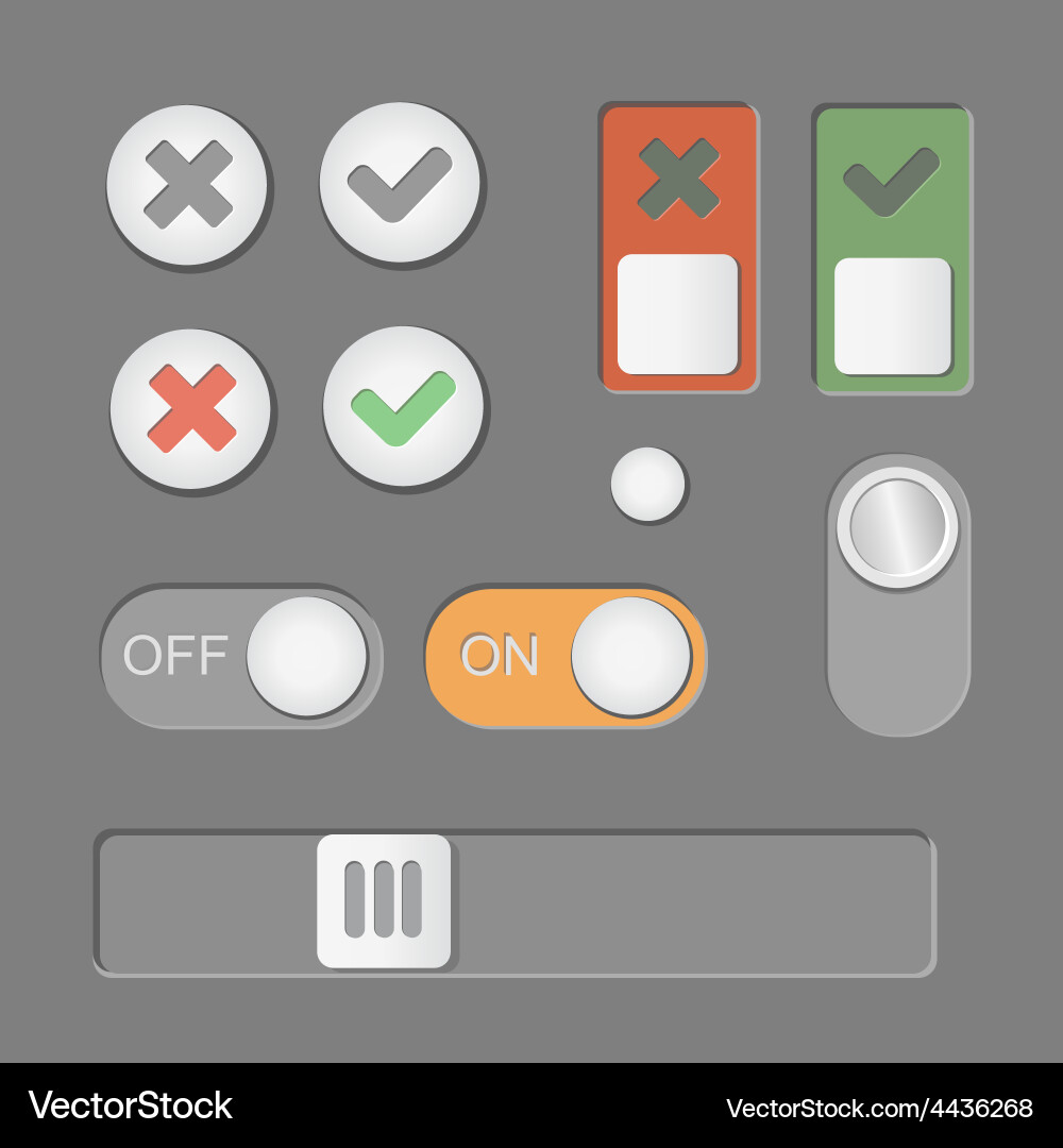 Toggle switch icons on dark background Royalty Free Vector