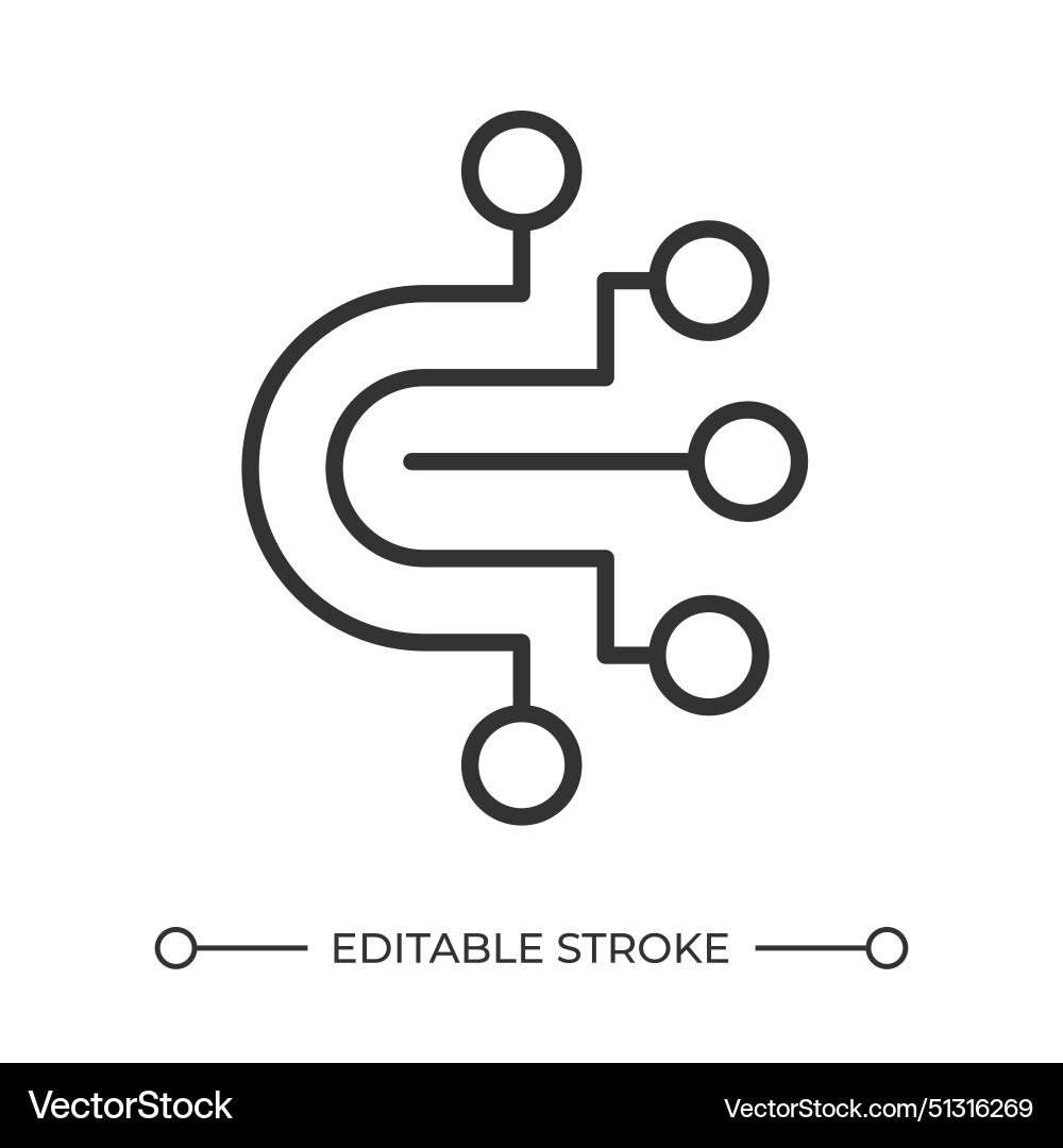 Circuit board path linear icon Royalty Free Vector Image