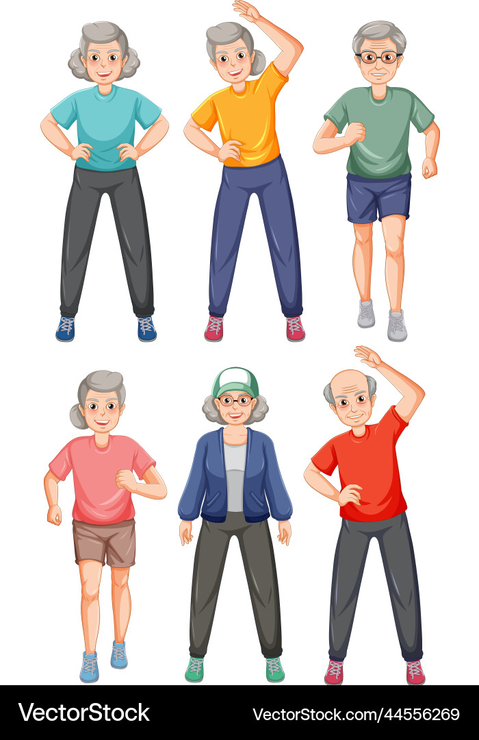 Collection of elderly people characters Royalty Free Vector