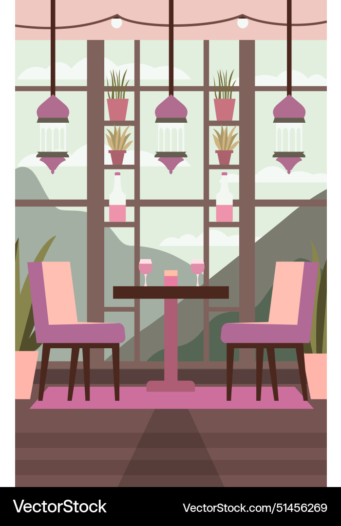 Dining table for romantic customer dinner date Vector Image