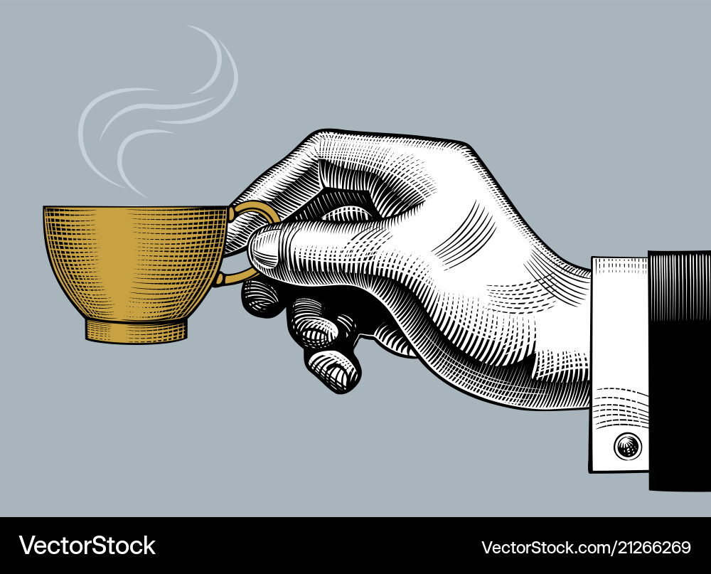 Hand with a coffee cup Royalty Free Vector Image