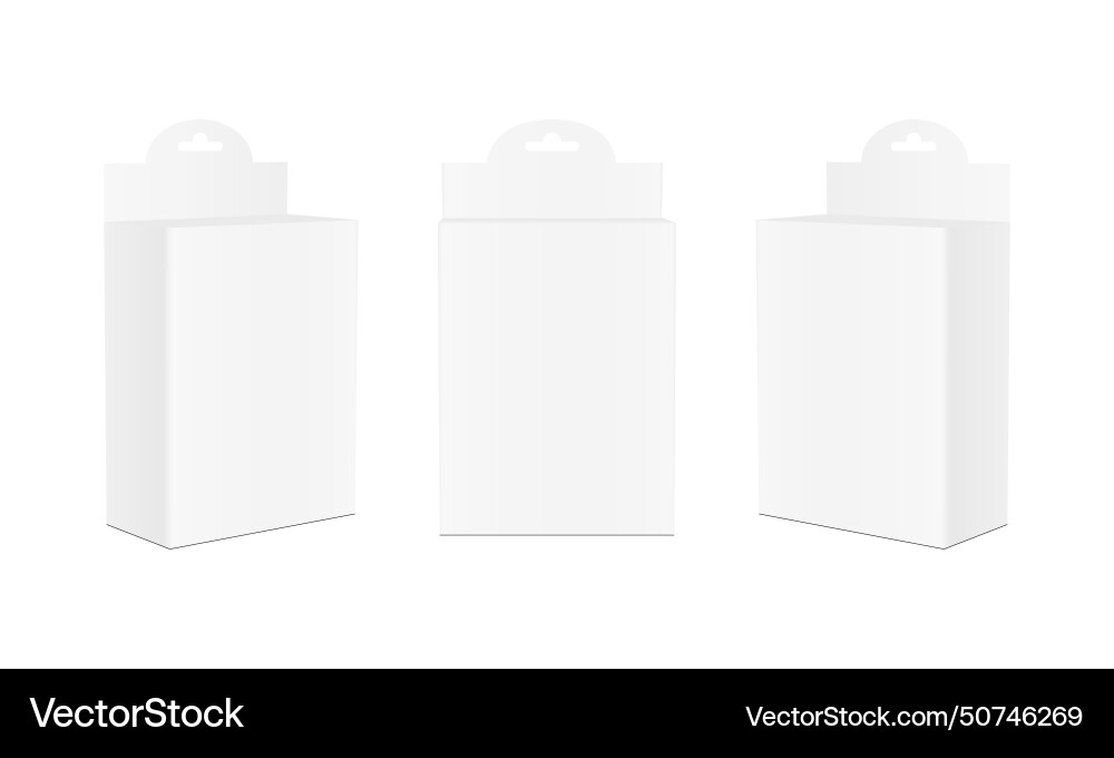 Hanging packaging boxes front and side view Vector Image