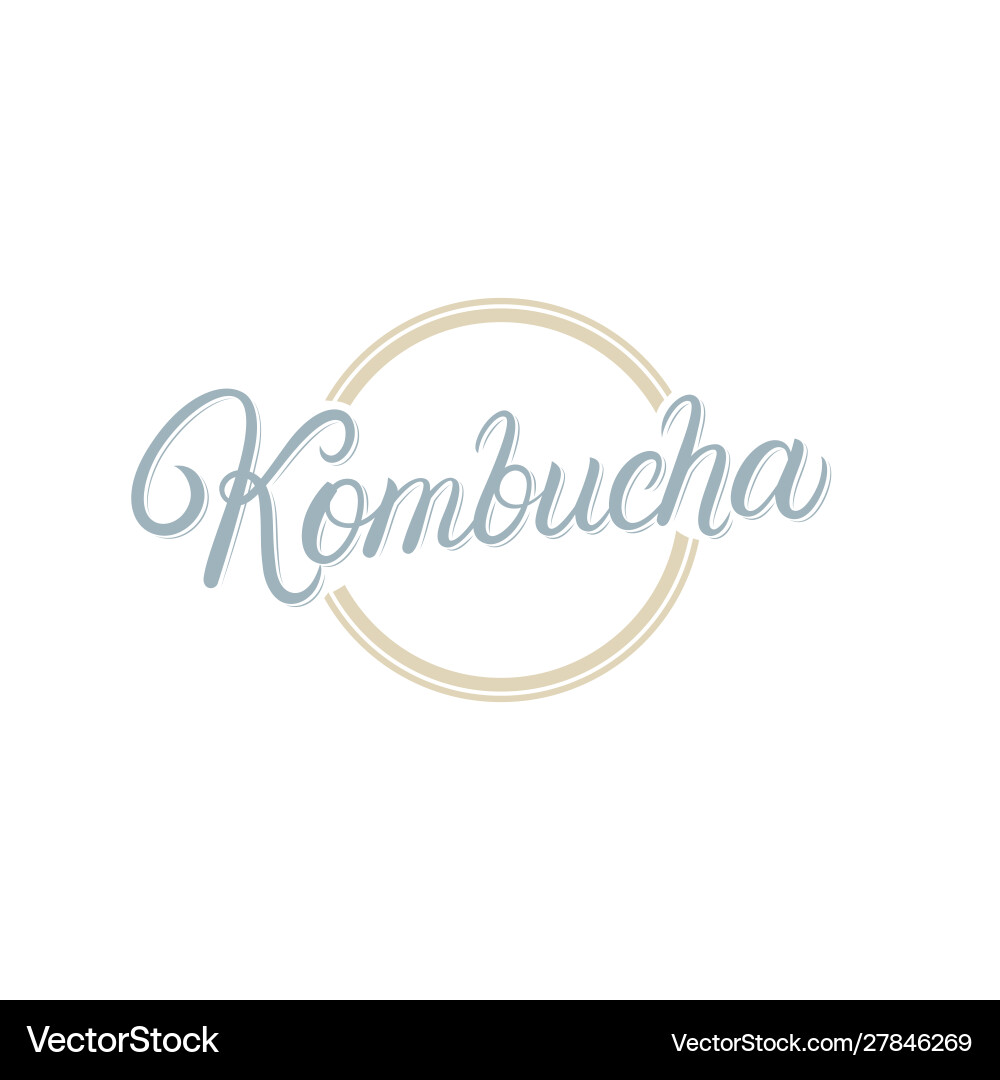 Kombucha hand written lettering logo Royalty Free Vector