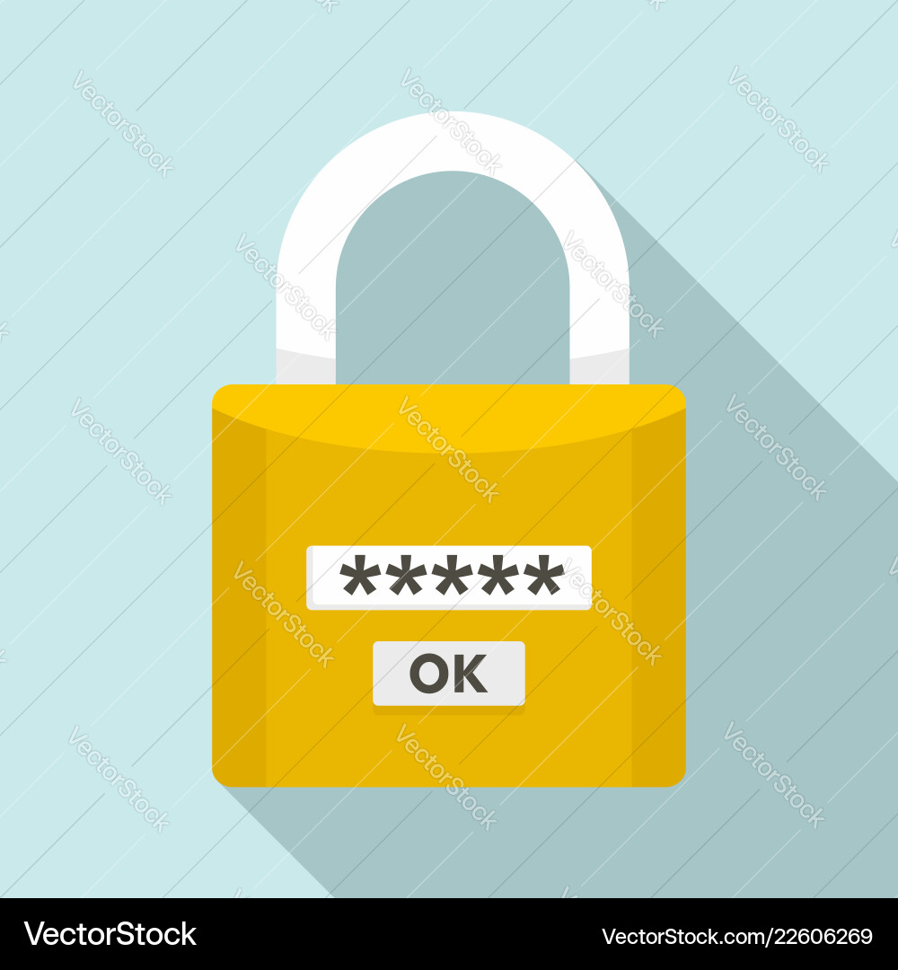 Password lock icon flat style Royalty Free Vector Image