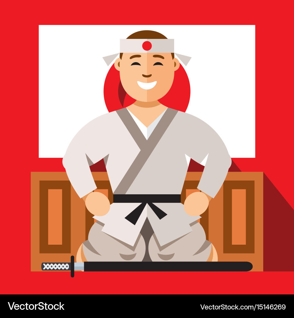 Samurai japan flat style colorful cartoon Vector Image