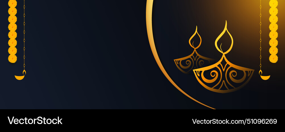 Traditional shubh deepavali banner with text Vector Image