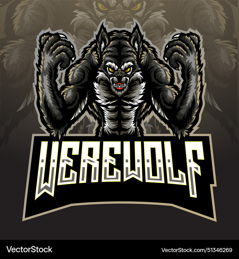 Werewolf mascot esport logo design Royalty Free Vector Image