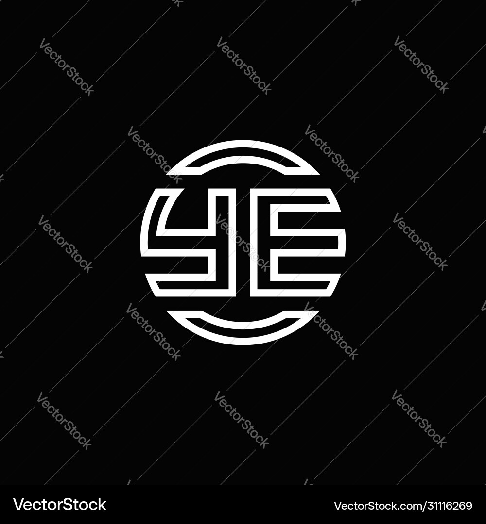 Ye logo monogram with negative space circle Vector Image