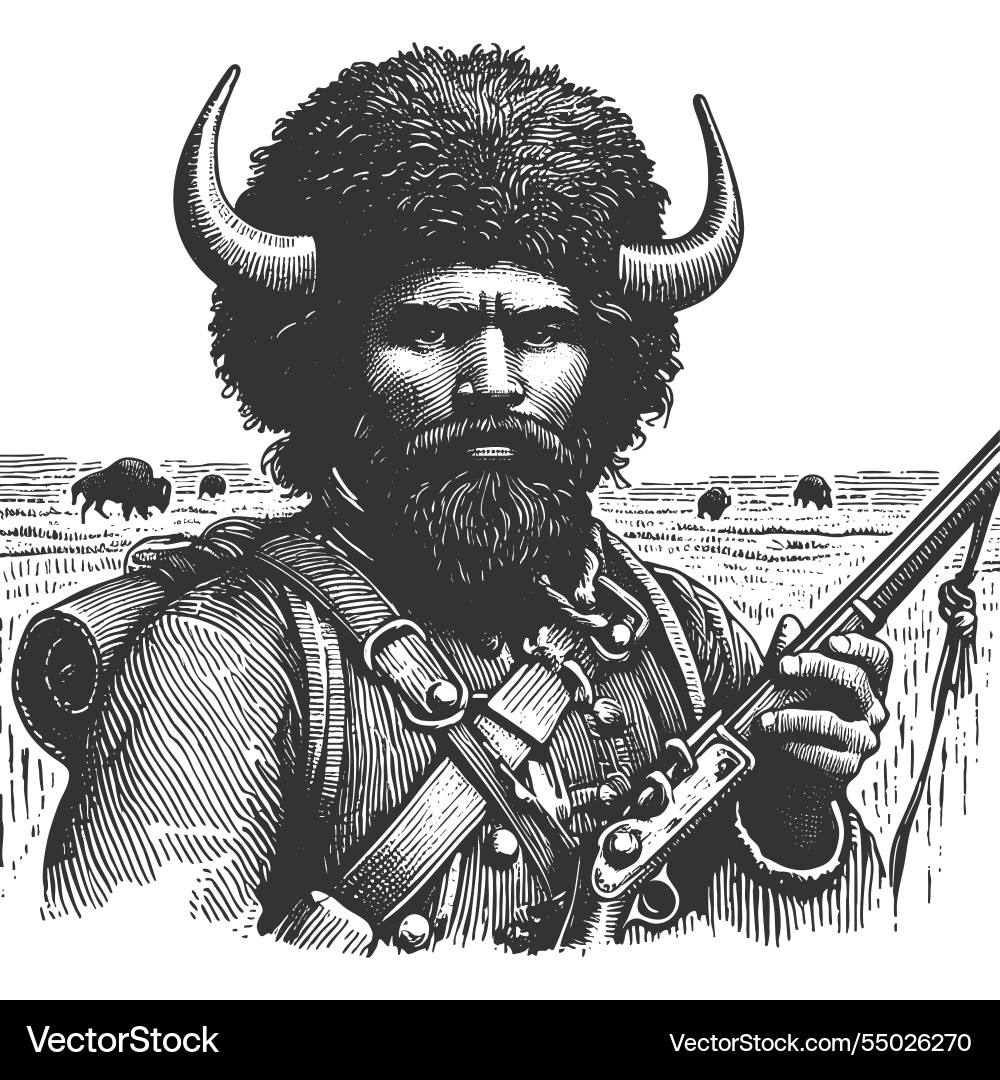 Buffalo soldier frontiersman Royalty Free Vector Image