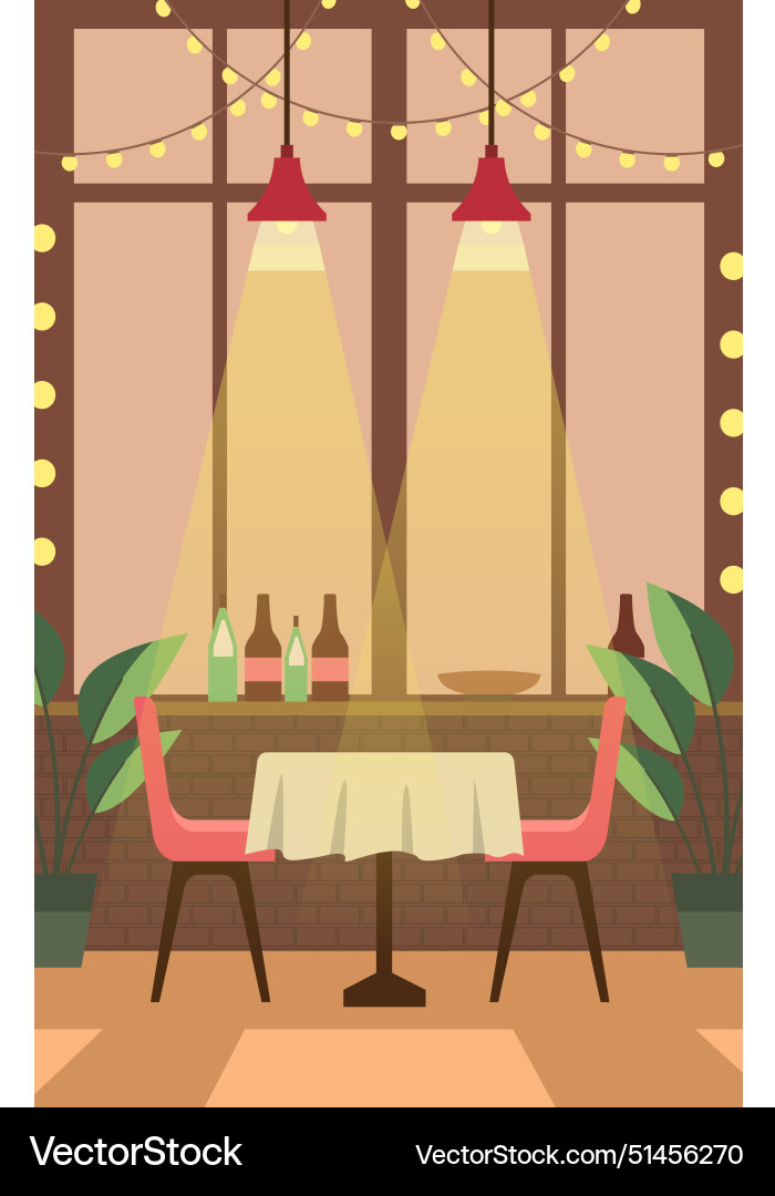 Dining table for romantic customer dinner date Vector Image