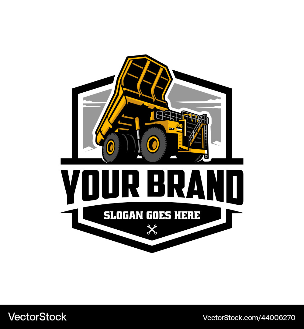 Dump truck earth mover logo Royalty Free Vector Image