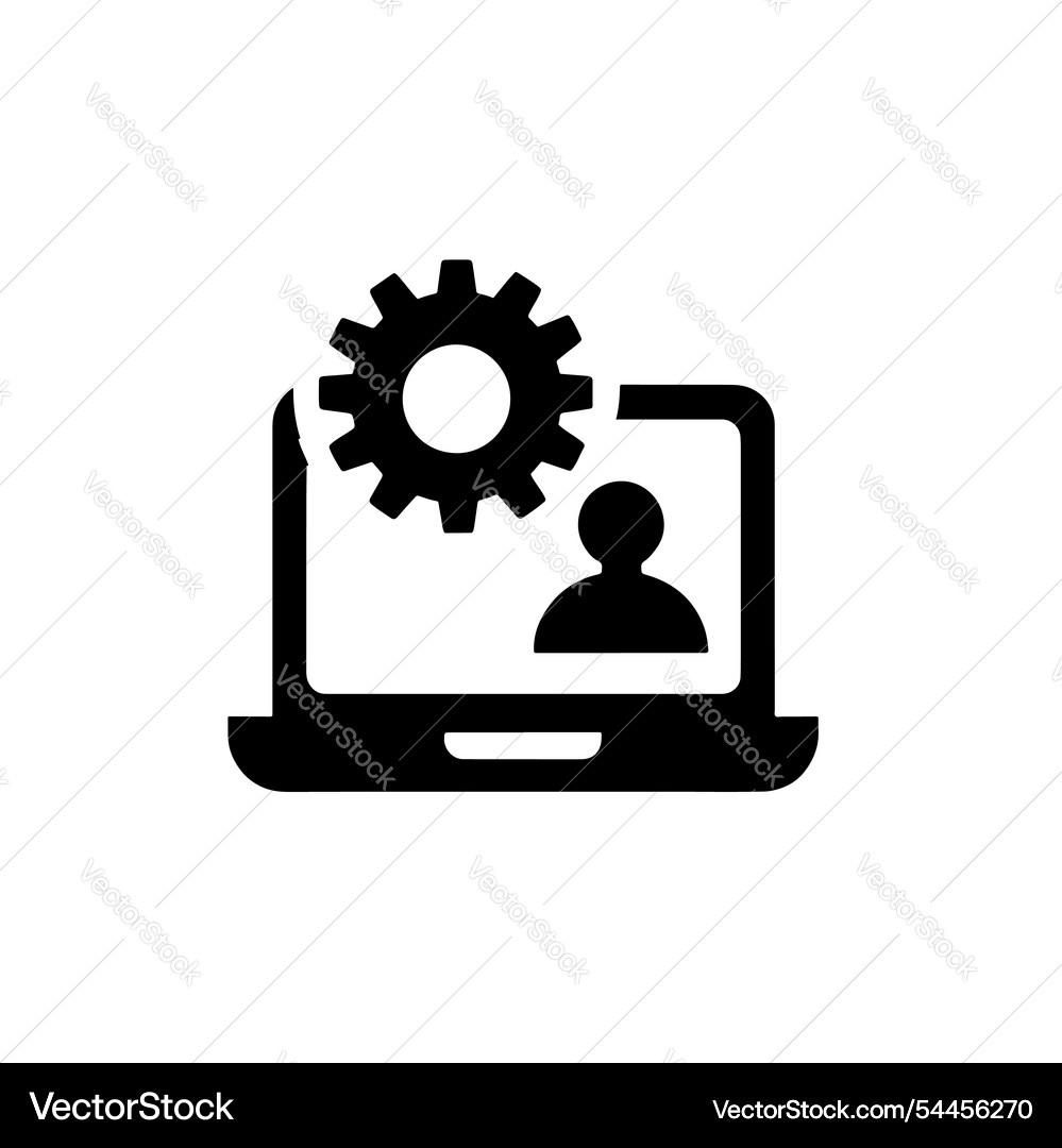 Laptop gear user profile icon Royalty Free Vector Image