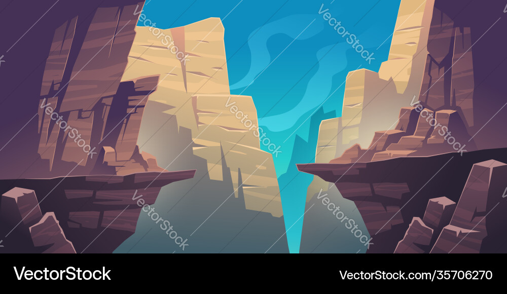 Mountain landscape with chasm in rocks Royalty Free Vector