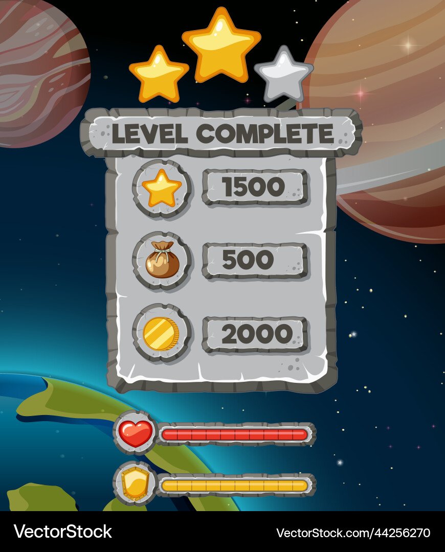 Space game background template and elements Vector Image