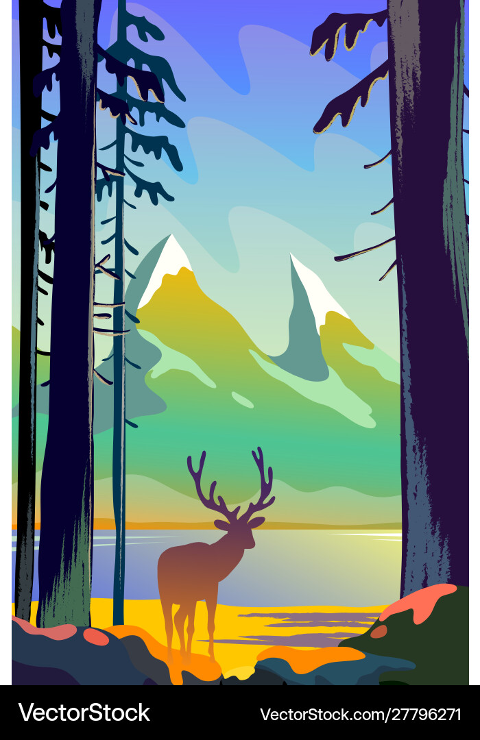 Beautiful spring landscape flat design concept Vector Image