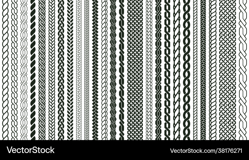 Braid seamless borders braided nautical plaits Vector Image